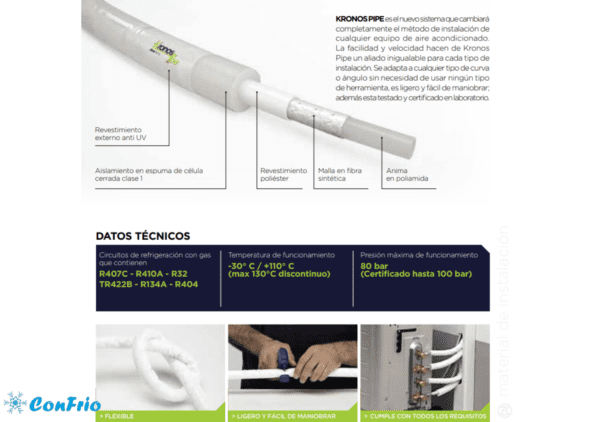 TUBERÍA FLEXIBLE KRONOS PIPE 1/4" ROLLO DE 50 METROS - CONFRIO